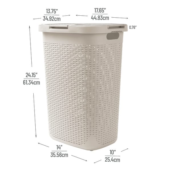 Mind Reader 60L Slim Laundry Hamper, Clothes Basket, Lid, Wicker Design ...