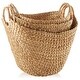 Set of 3 Water Hyacinth Boat Baskets Natural Woven Laundry Bins - Boat ...