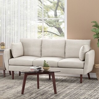 Contemporary 3-Seater Sofa with Pillow-Back Design, Accent Pillows, and ...