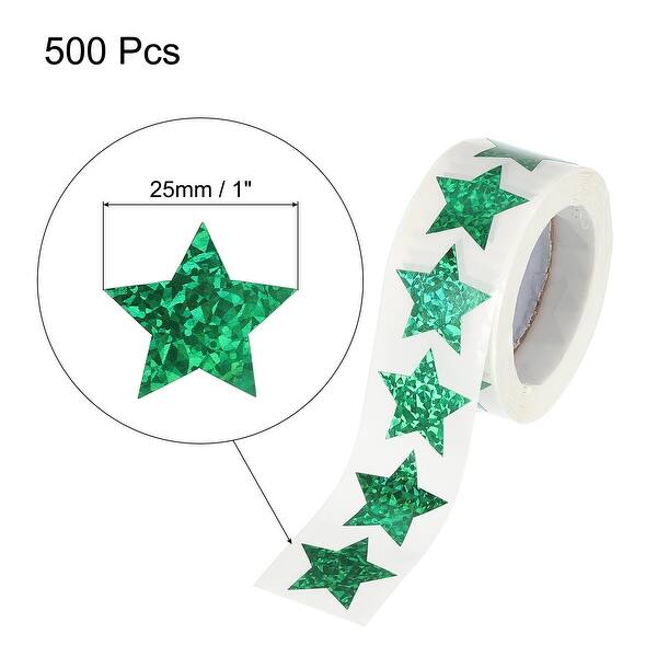 Laser Star Stickers 500 Count/Roll 1 Inch DIY Adhesive Sparkling Seal ...
