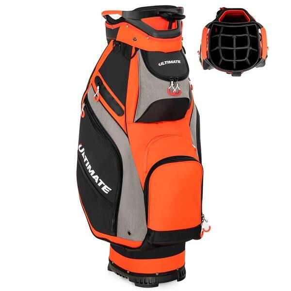 10.5'' Golf Stand Bag w/14 Way Dividers Rain Hood 7 Zippered Pockets ...