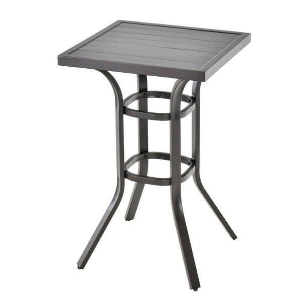 24 Inch Patio Bar Height Table with Aluminum Tabletop and Adjustable ...