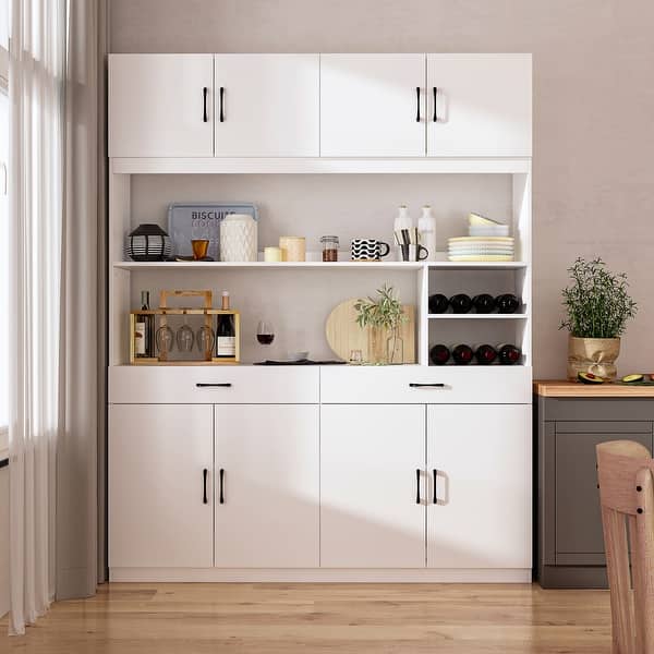 White Ample Storage Cabinet for Kitchen and Beyond Large Pantry - 63 ...