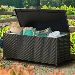 Outdoor 165 Gallon Rattan Deck Storage Box for Balcony Patio Deck Porch ...