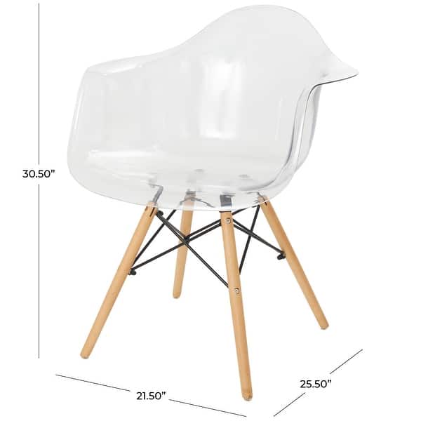 Acrylic Plastic Mid Century Modern Eiffel Style Accent Chair with Wood ...