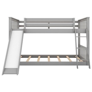 Gray Full over Full Bunk Bed with Convertible Slide and Ladder, 78.8''L ...