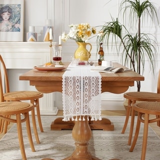 Enova Home Fashion Cotton Table Runner with Tassels - Bed Bath & Beyond ...