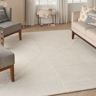 Nourison Modern Edge Hand Made Wool Geometric Textured Area Rug - Bed ...