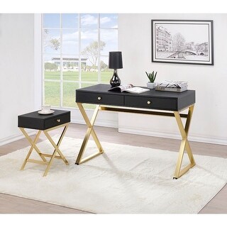 Metal X -Shape Legs Writing Desks , Storage Feature Includes Two Top ...