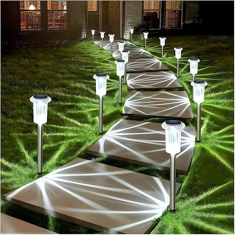 13'' Solar Pathway Lights Outdoor LED Yard Lights for Garden, Driveway ...