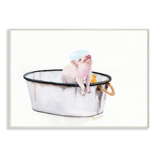 Stupell Piggy Bath with Rubber Ducky Adorable Farm Animal Wood Wall Art ...