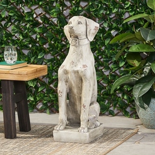 Gomer Outdoor Cast Stone Outdoor Dog Garden Statue by Christopher ...