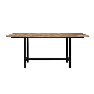71 Inch Dining Table, Warm Brown Rectangular Wood Chevron Top, Metal ...