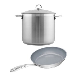 Chantal Induction 21 12qt Brushed Stainless Steel Stockpot w/ Fry Pan ...