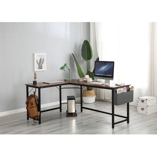 Modern Design L Shaped Desk Corner Computer Desk, with Metal Frame and ...