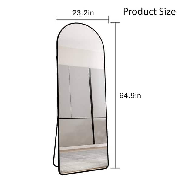 65x23 inch Arched Full Length Vanity Mirror Metal Black Frame - Bed ...