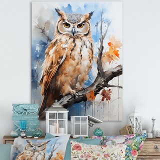 Designart "Owl Wise And Watchful Predators" Owl Animal Wall Art - Bed ...