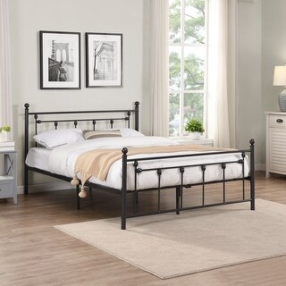 Full Size Metal Bed Frame with European Style Headboard and Footboard ...