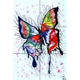 12x18 Butterfly Design Mosaic Backsplash 6pcs Ceramic Tiles Wall Mural ...
