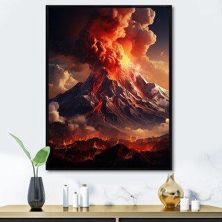 Designart "Volcano Volcanic Essence" Volcano Framed Wall Art Prints ...