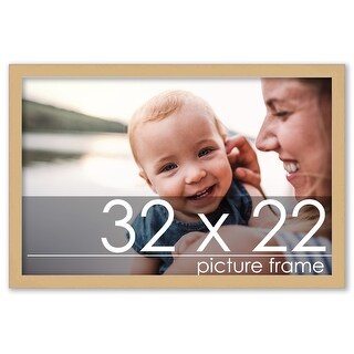 32x22 Traditional Natural Complete Wood Picture Frame with UV Acrylic ...