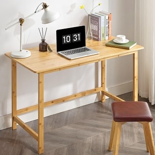 Bamboo Writing Desk, 47 Inch Home Office Desk, Modern Simple Computer ...