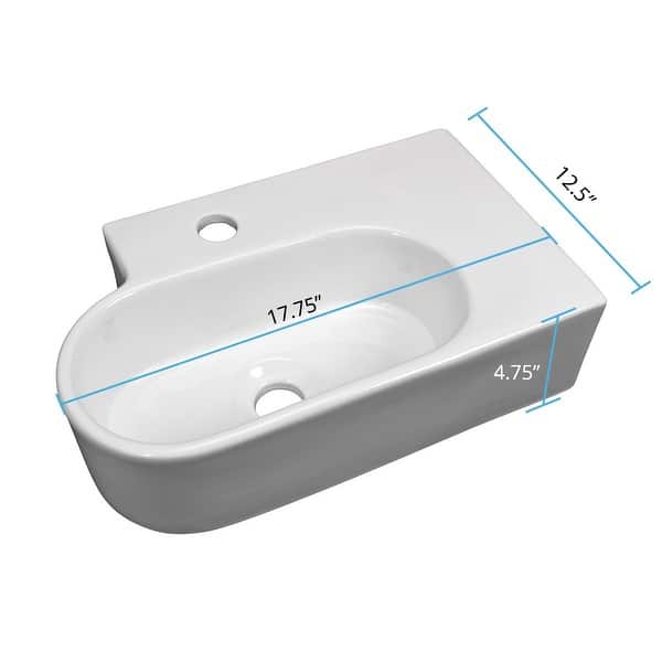 Edwin White Corner Countertop Vessel Sink 17.75 Inch with Faucet Hole ...