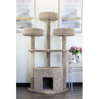 Prestige Cat Trees 130014-Beige Extra Large Cat House Cat Tree - Bed ...
