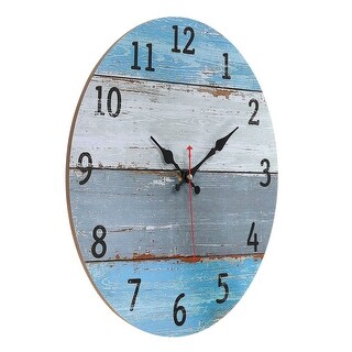 16" Wooden Wall Clock, Silent Retro Style Round Clocks, Shell Pattern ...