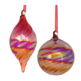 Club Pack of 12 Red Iridescent Glass Ball Drop Christmas Ornaments 6 ...