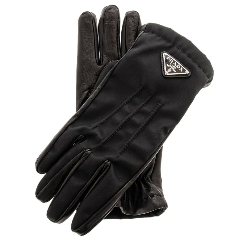 Prada Men's Re-Nylon and Nappa Leather Gloves - Overstock - 43484653
