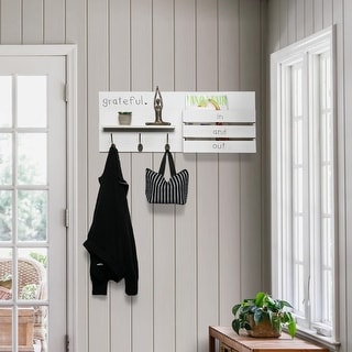 Addie Joy Wood Grateful Decorative Mail Organizer - Distressed White ...