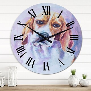 Designart 'Portrait Of A Beagle Dog On White' Traditional wall clock ...