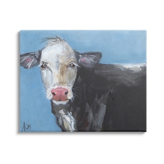 Stupell Farmhouse Dairy Cow Blue Painting Canvas Wall Art by Molly ...