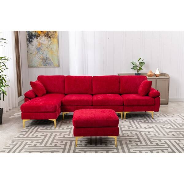 Accent Sofa Set L-shape Couch Set with Ottomans Sofa for Livingroom ...