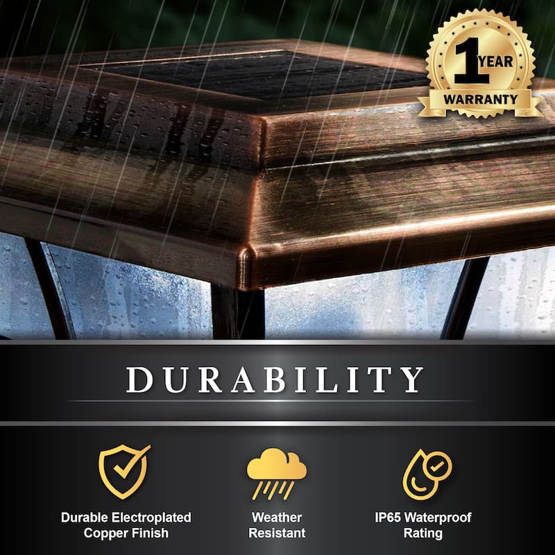 Classy Caps 6x6 Copper Plated Prestige Solar Post Cap (Set of 2) - On ...