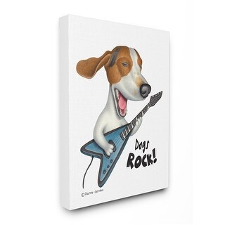 Stupell Beagle with Guitar 'Dog's Rock' Musical Inspiration Canvas Wall ...