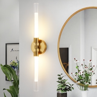 2 - Light Dimmable LED Wall Sconce Gold Bathroom Vanity Light - Bed ...