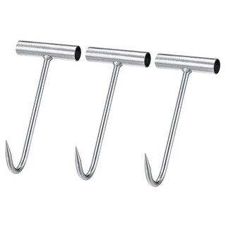 8"(200mm) T-Handle Meat Boning Hook, Galvanized T Hooks for Butcher ...