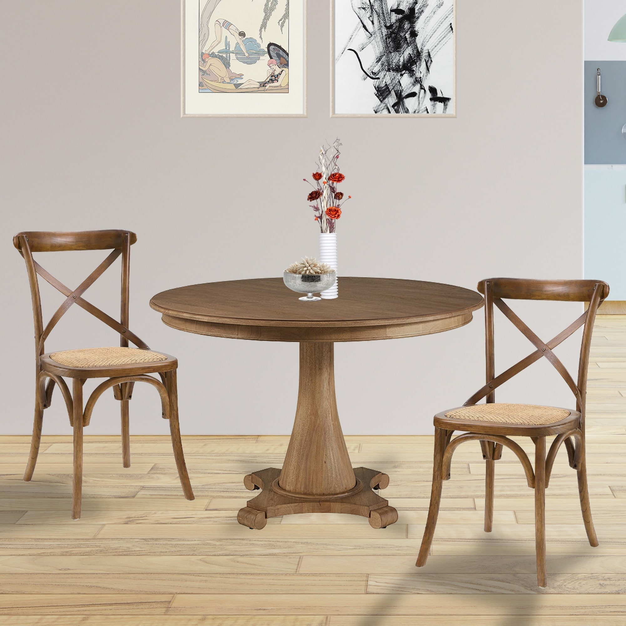 Winston Country Style Cross Back Walnut Dining Chair - Bed Bath ...