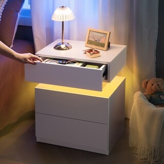 Modern Artistic LED Nightstand with Multi Color Adjustable Lighting and ...