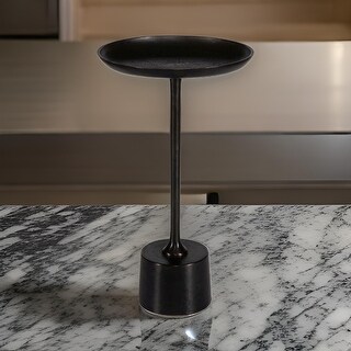 Accent Drink Table, 13 Inch Round Tray Top, Tapered Black Aluminum Base ...