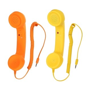 2 Pack 3.5mm Retro Telephone Handset Telephone Receiver Orange,Yellow ...