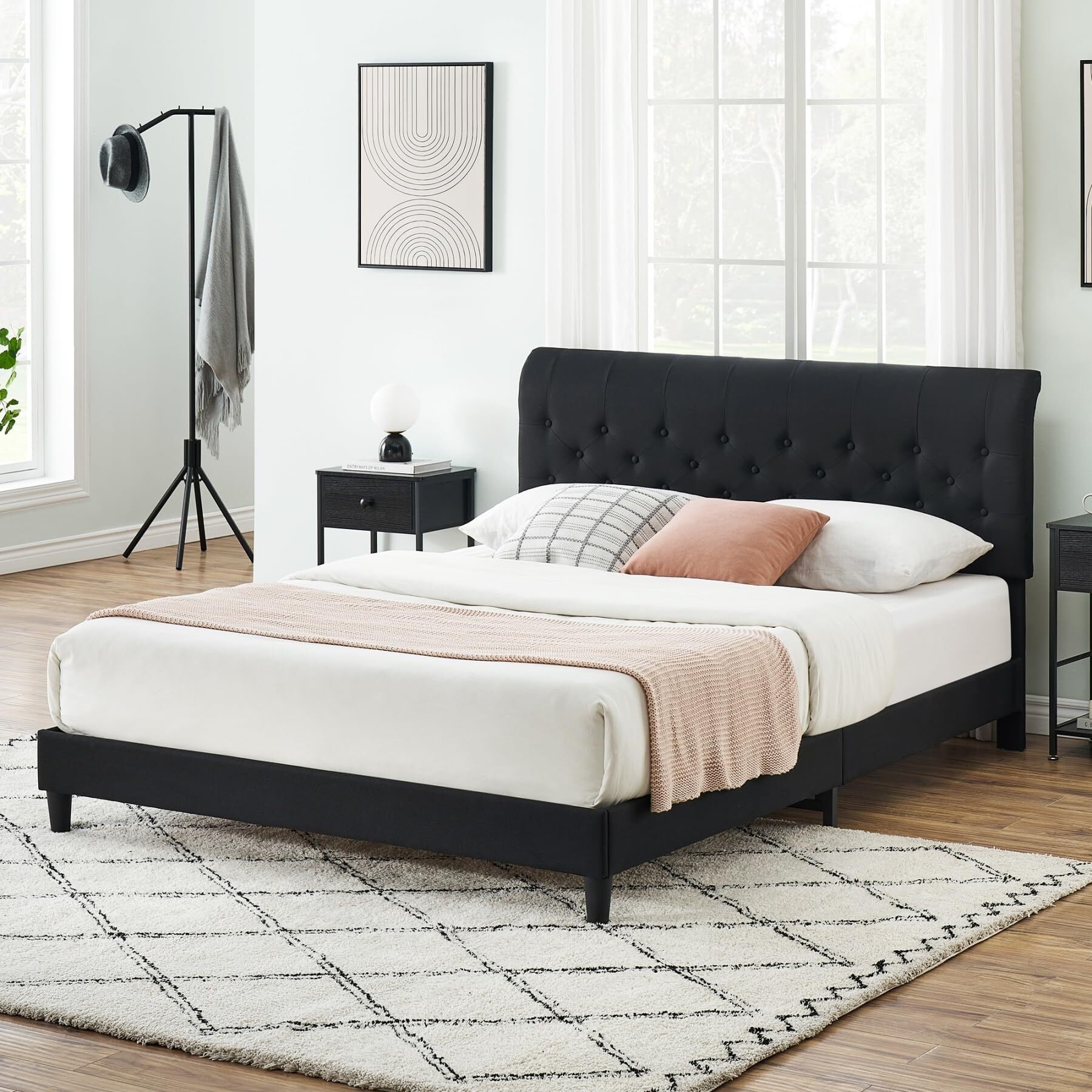 Curved upholstered headboard store