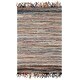 SAFAVIEH Handmade Vintage Boho Leather Zhanna Modern Stripe Leather Rug ...