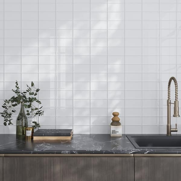 glossy square backsplash