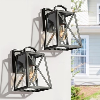 Bern Modern Farmhouse Black Transitional Outdoor Wall Sconces - L 5.5"x W 5"x H 8.5" - Bed Bath ...