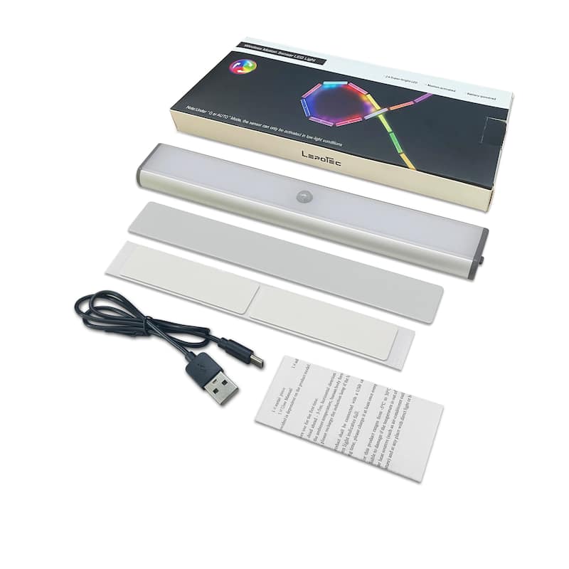 LEPOTEC 10Inch 24LED RGB Wireless Under Cabinet Light 2Set - Silver ...