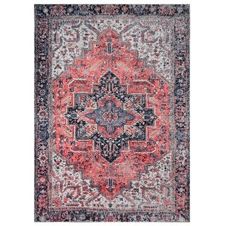 Hand Woven Victoria Micro Printed Polyester Traditional Oriental Area ...