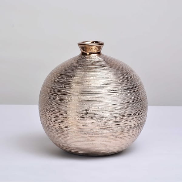 7" Shinny Bronze Unique Round Span Floral Vase - Bed Bath & Beyond ...